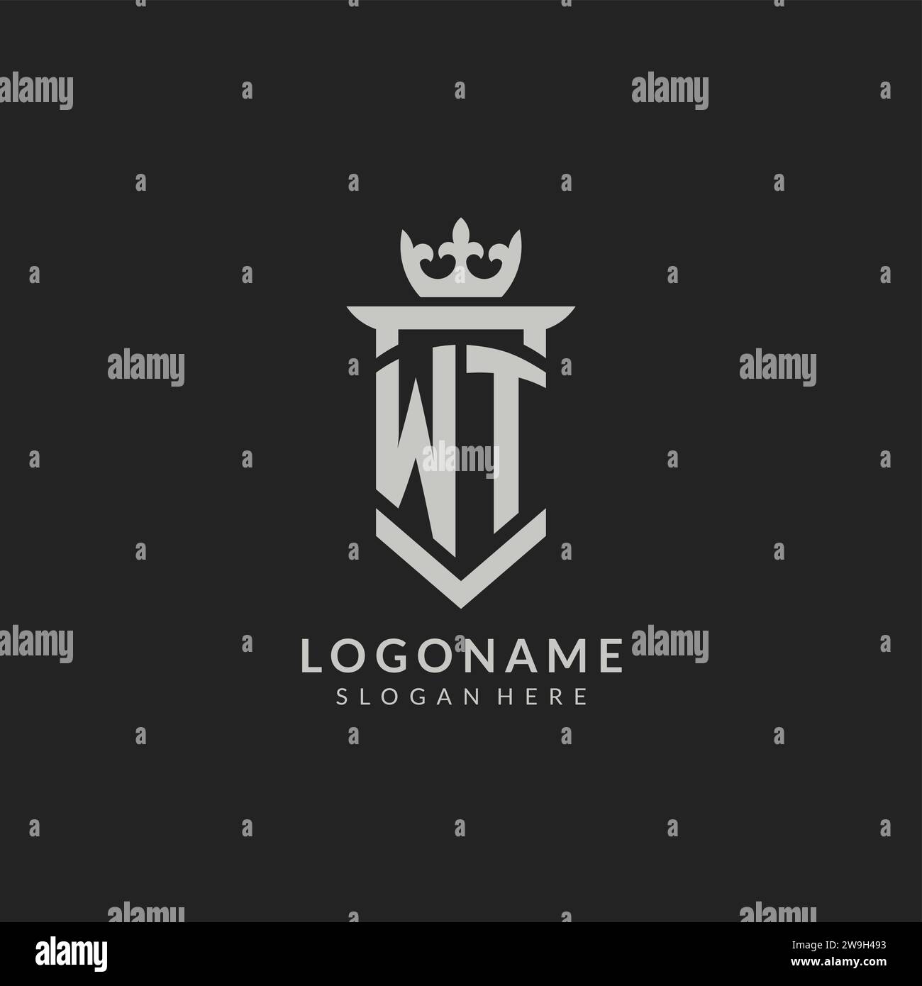 Initial WT shield and crown logo style vector graphic Stock Vector ...