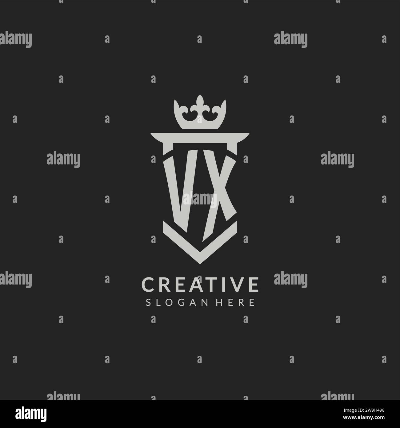 Initial VX shield and crown logo style vector graphic Stock Vector ...