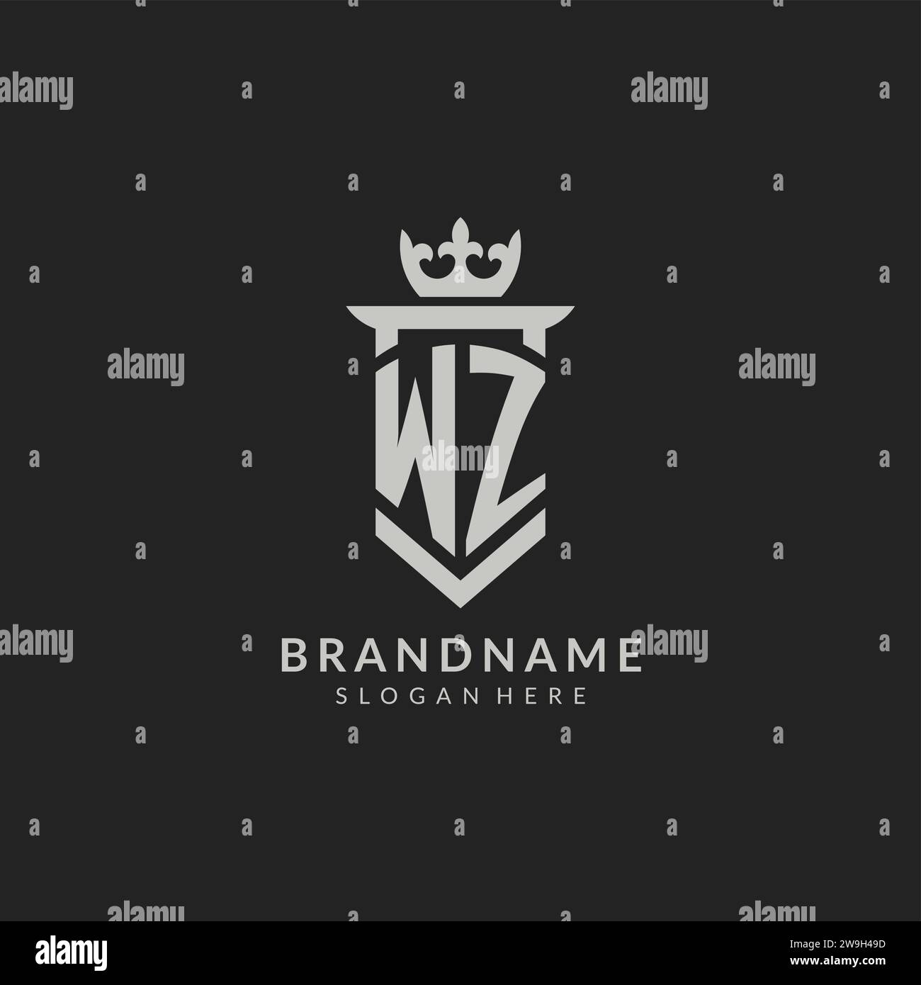 Initial WZ shield and crown logo style vector graphic Stock Vector ...