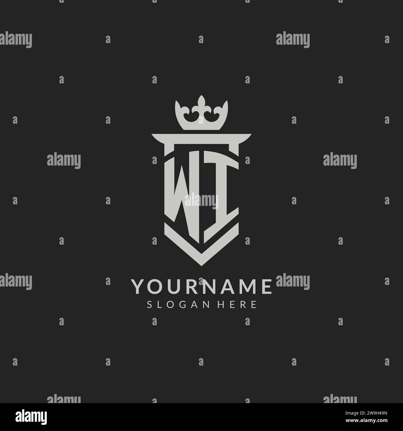 Initial WI shield and crown logo style vector graphic Stock Vector ...