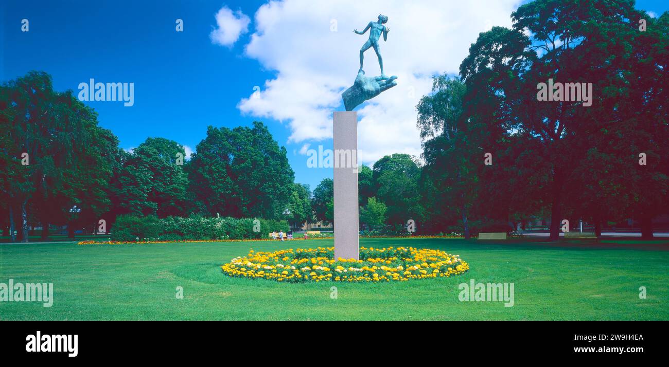 The hand of God, Sculpture by Carl Milles. Eskilstuna, Sweden Stock ...