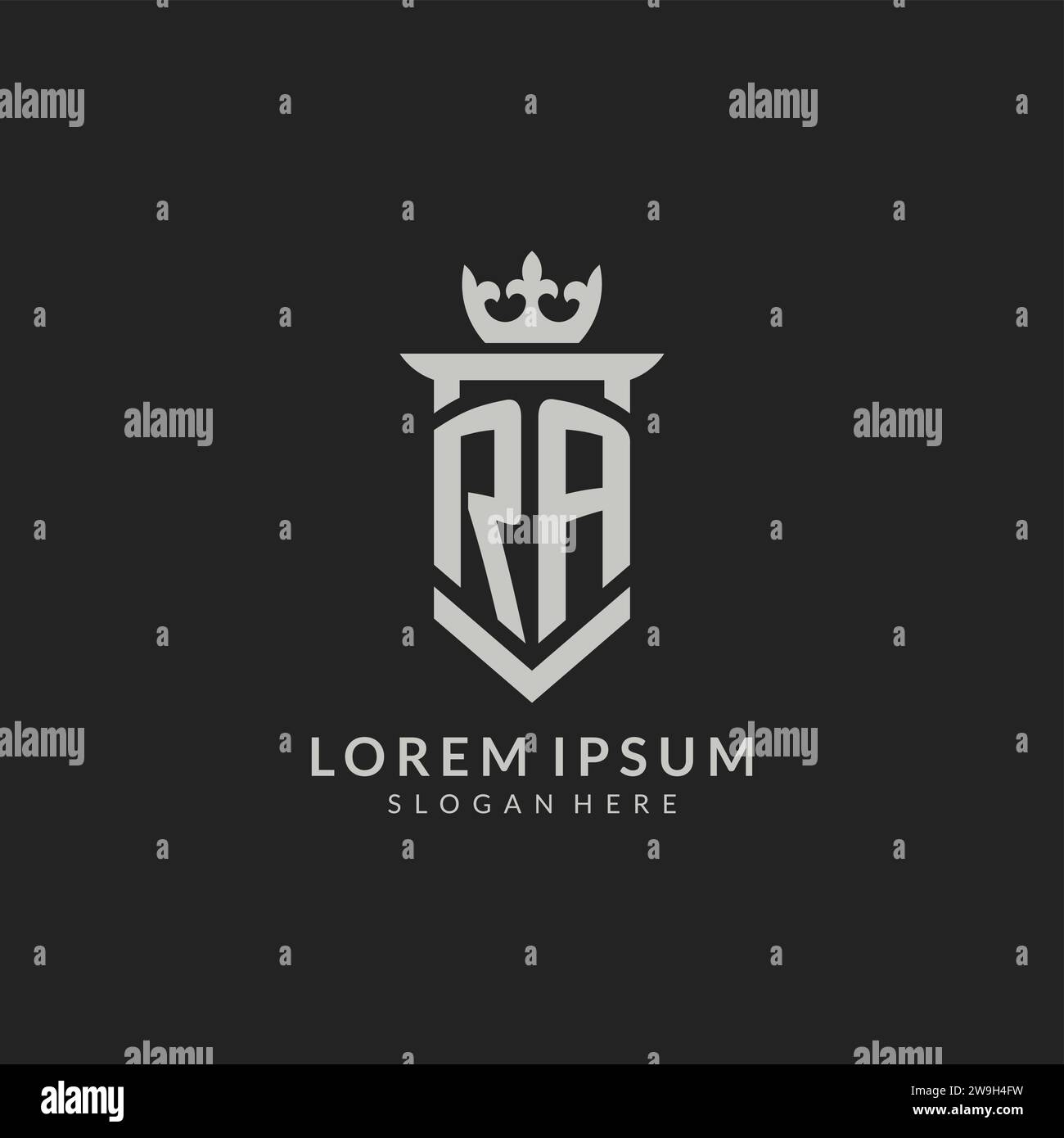 Initial RA shield and crown logo style vector graphic Stock Vector ...