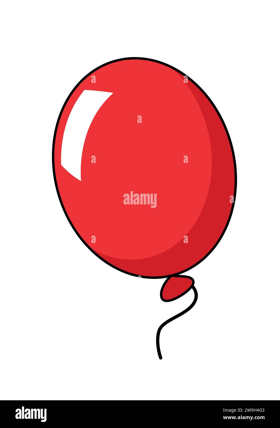 balloon - one red party balloon, color cartoon vector illustration ...