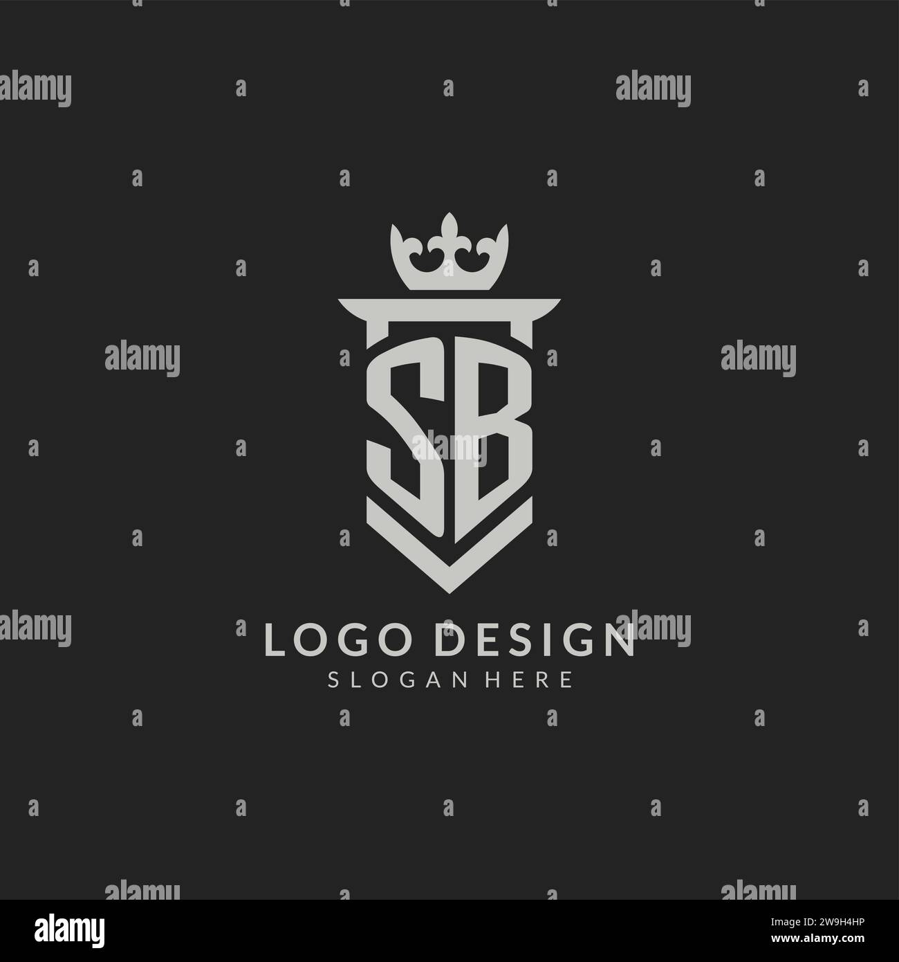 Initial SB shield and crown logo style vector graphic Stock Vector ...
