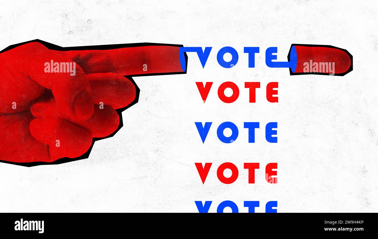 Contemporary art collage. Empowerment and action. Importance of voting ...