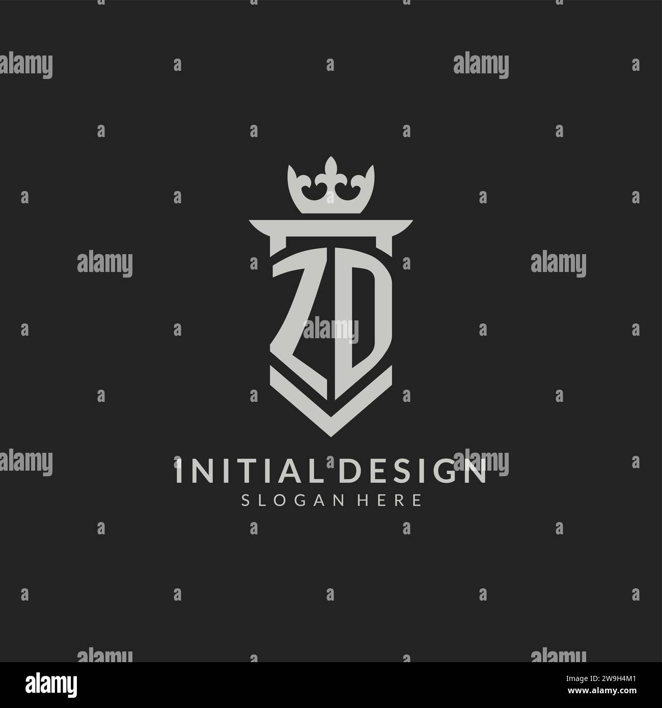 Initial ZD shield and crown logo style vector graphic Stock Vector ...