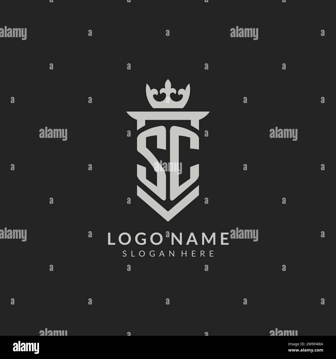 Initial SC shield and crown logo style vector graphic Stock Vector ...