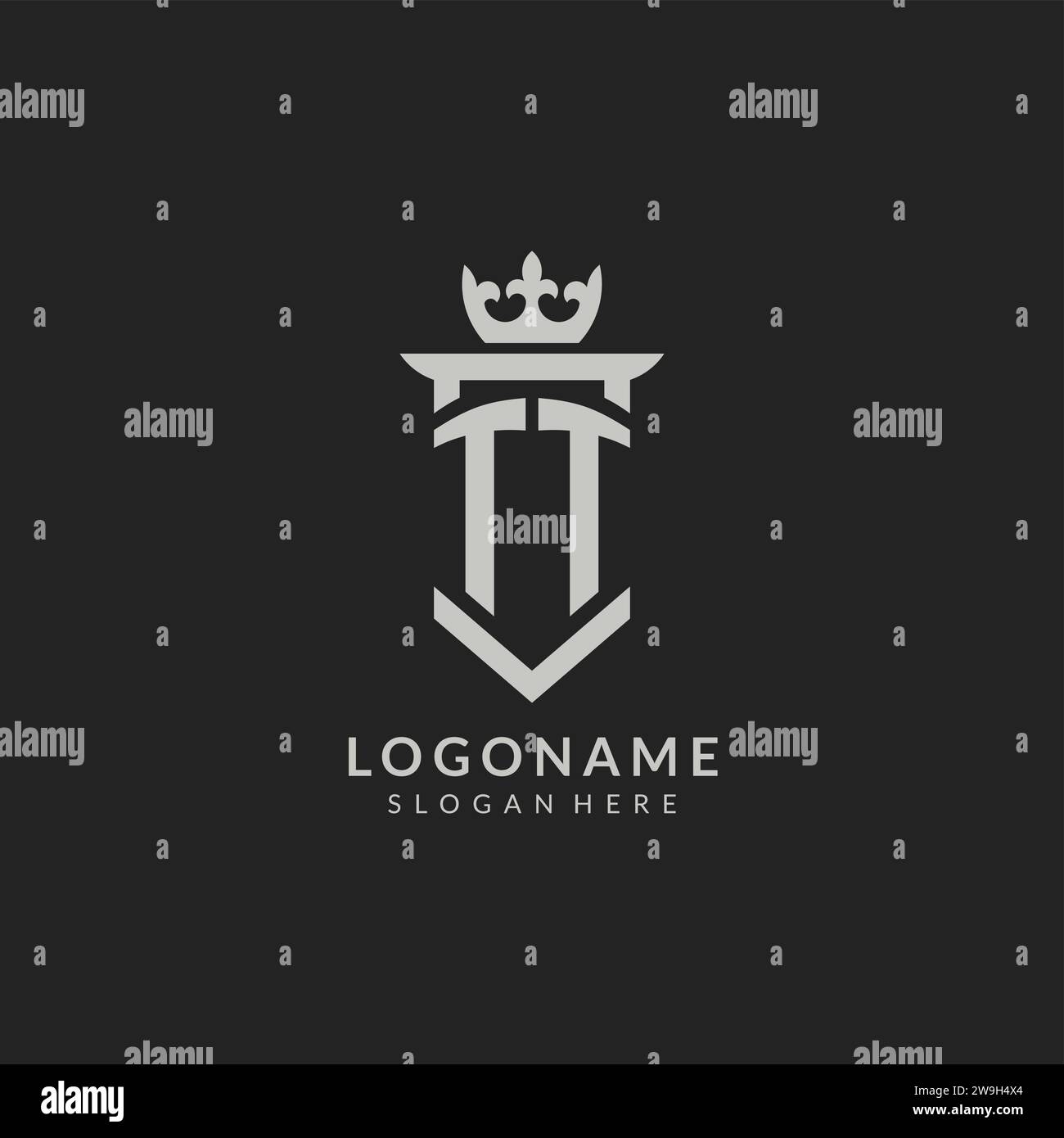Initial TT shield and crown logo style vector graphic Stock Vector ...