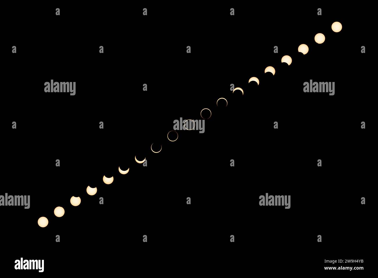 Composite image of the annular solar eclipse on 14 November 2023. Utah ...