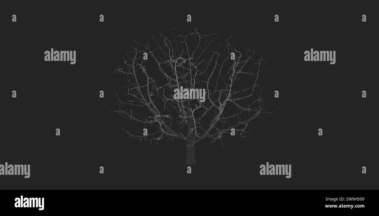 Digital tree with sprouts and binary code. Connections growth. AI ...