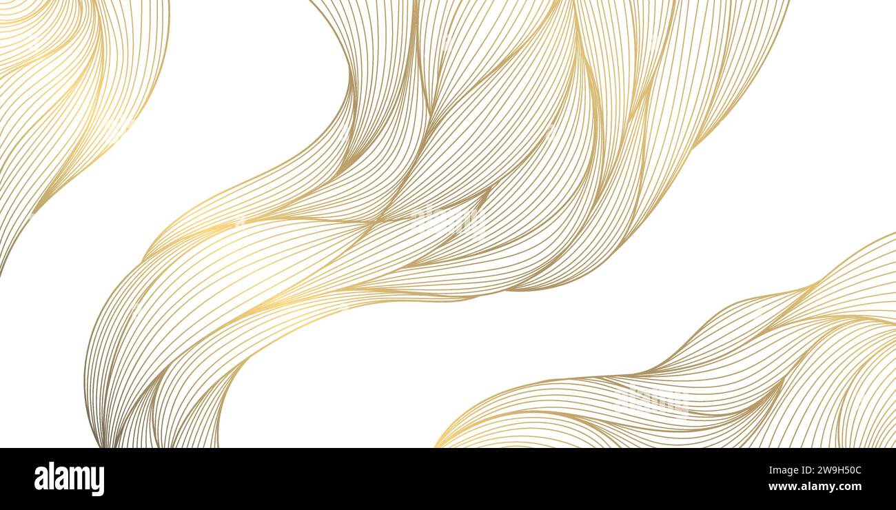 Vector gold wave pattern, abstract luxury background. Elegant design element, curve premium ...