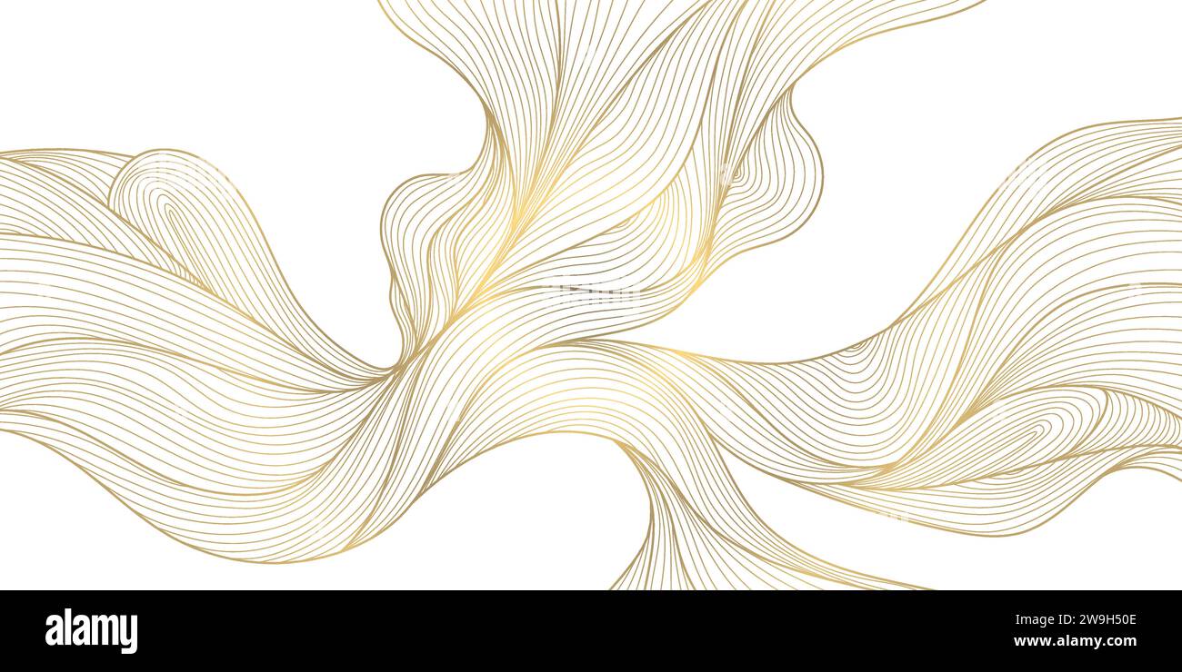 Vector gold wave pattern, abstract luxury background. Elegant design element, curve premium ...
