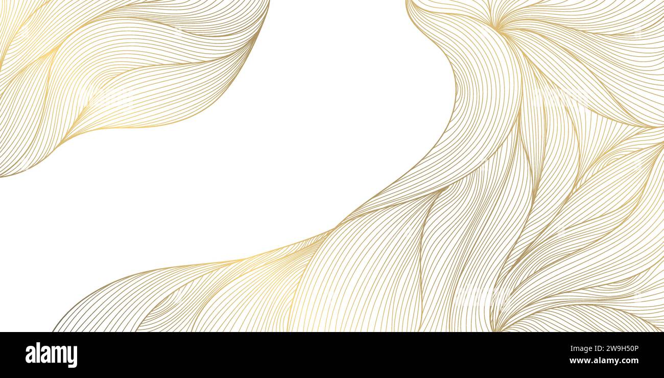 Vector gold wave pattern, abstract luxury background. Elegant design element, curve premium ...