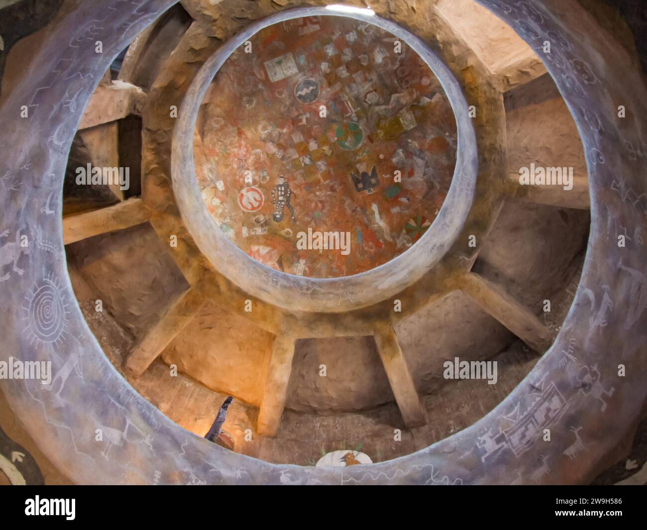 View looking up inside the Desert View Watch Tower in Grand Canyon ...