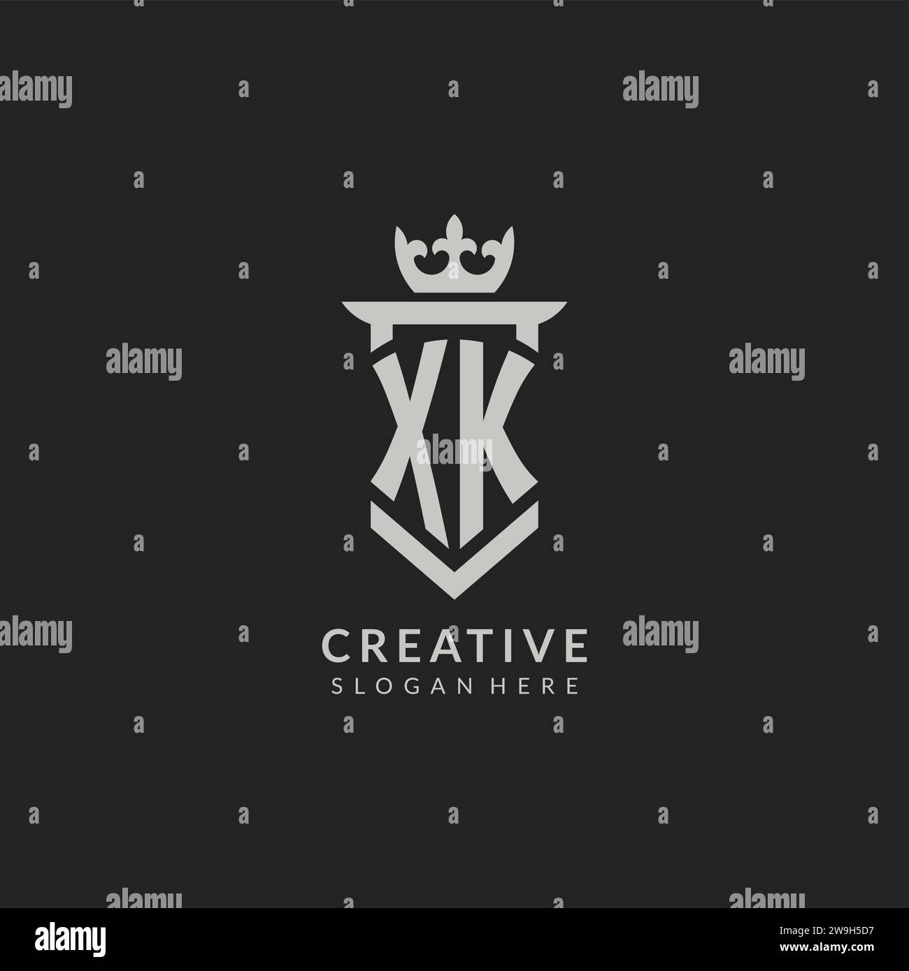 Initial XK shield and crown logo style vector graphic Stock Vector ...
