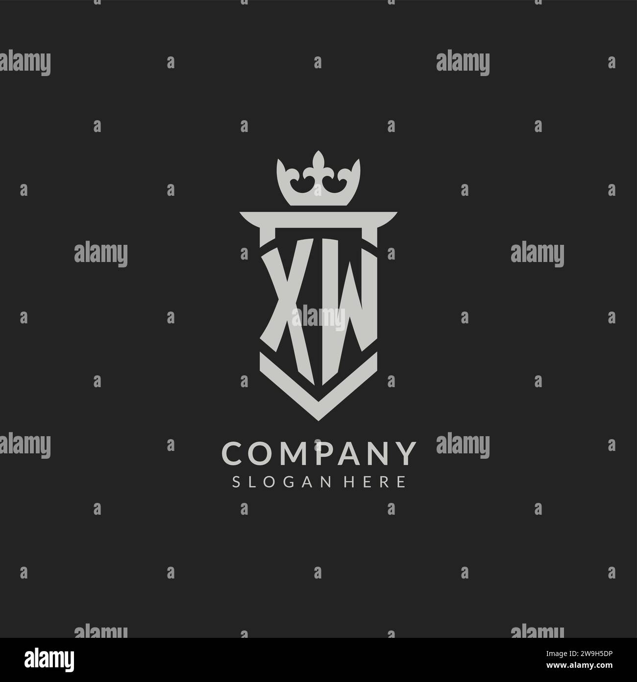 Initial XW shield and crown logo style vector graphic Stock Vector ...