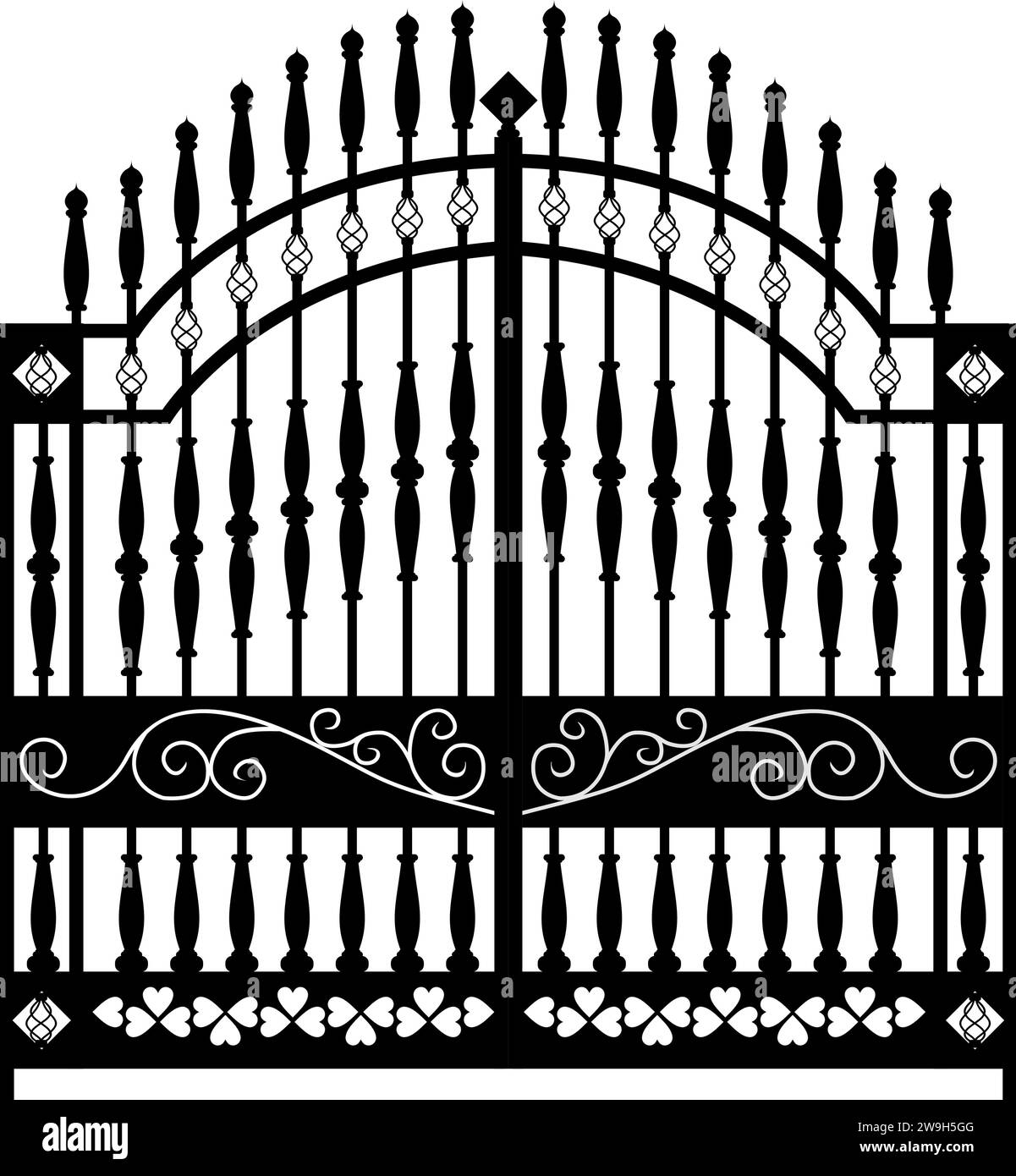 Gate and fence vector, black flat design Stock Vector Image & Art - Alamy