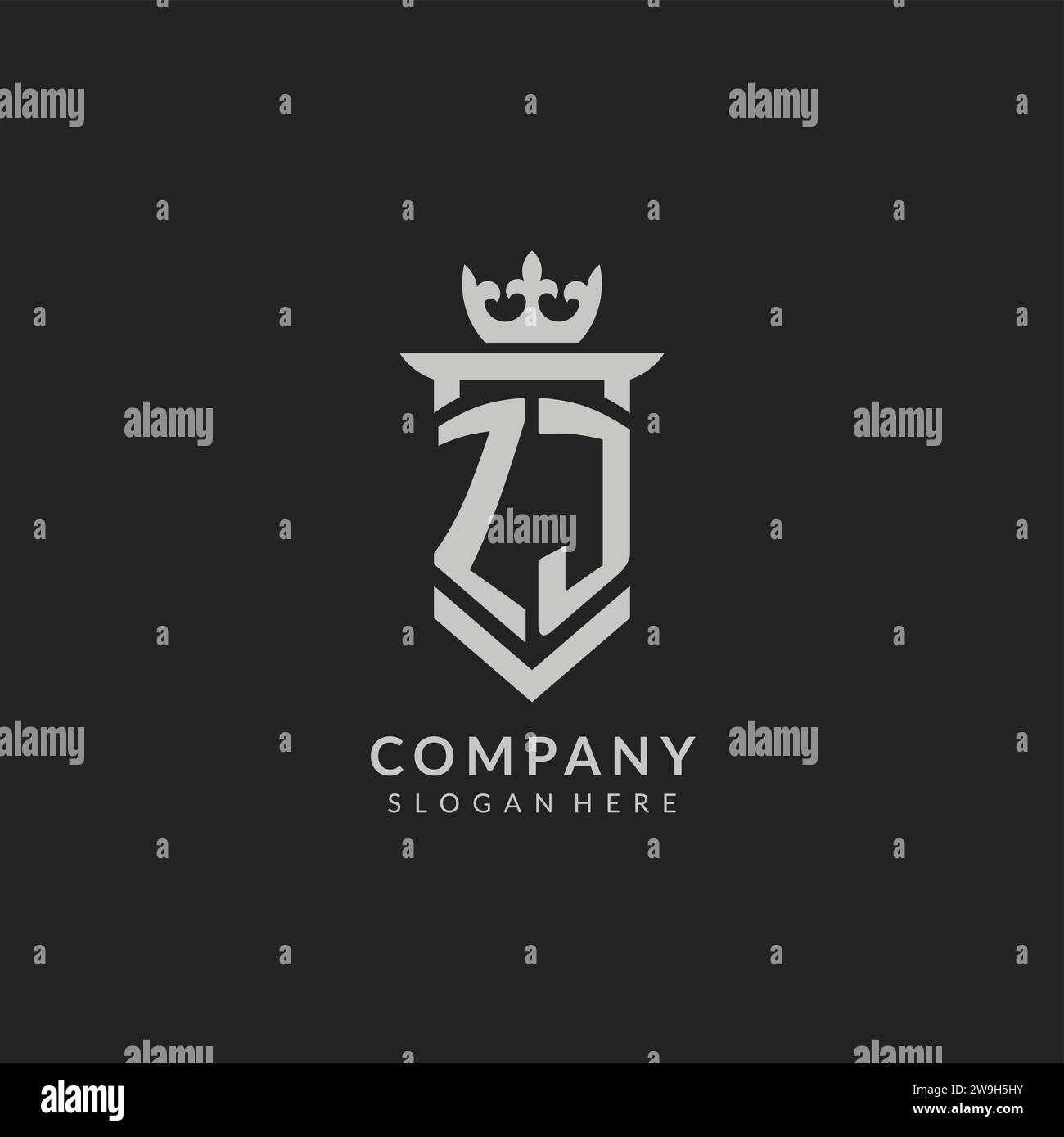 Initial ZJ shield and crown logo style vector graphic Stock Vector ...