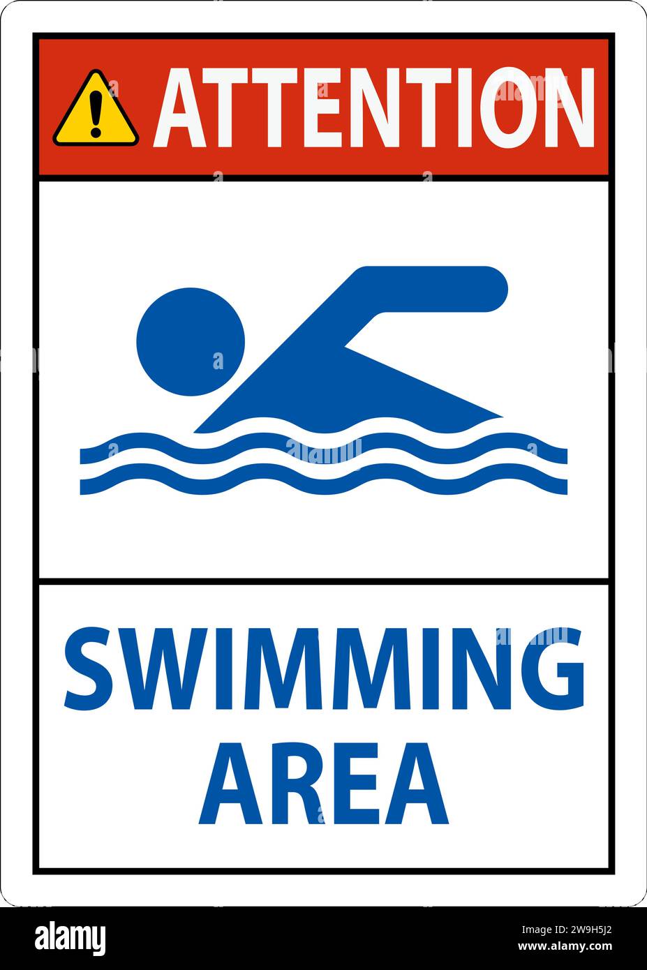 Water Safety Sign Attention - Swimming Area Stock Vector Image & Art ...