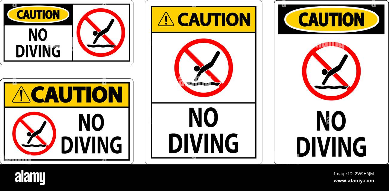 Swimming Pool Sign Caution No Diving Stock Vector Image & Art - Alamy