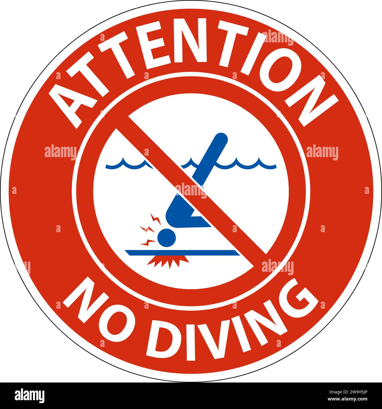 Pool Safety Sign Attention, No Diving Stock Vector Image & Art - Alamy