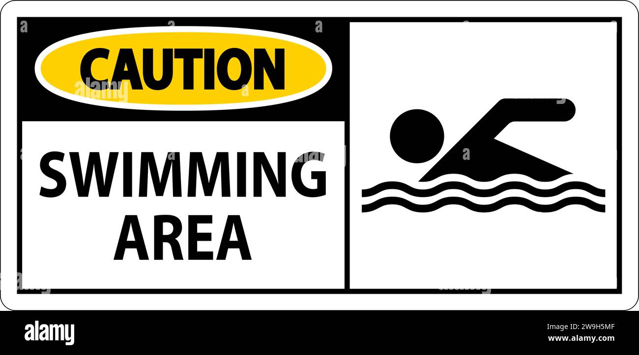 Water Safety Sign Caution - Swimming Area Stock Vector Image & Art - Alamy