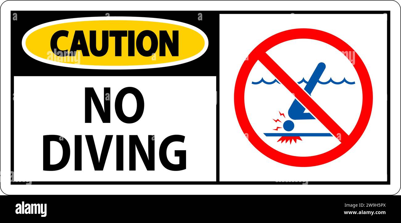 Pool Safety Sign Caution, No Diving Stock Vector Image & Art - Alamy