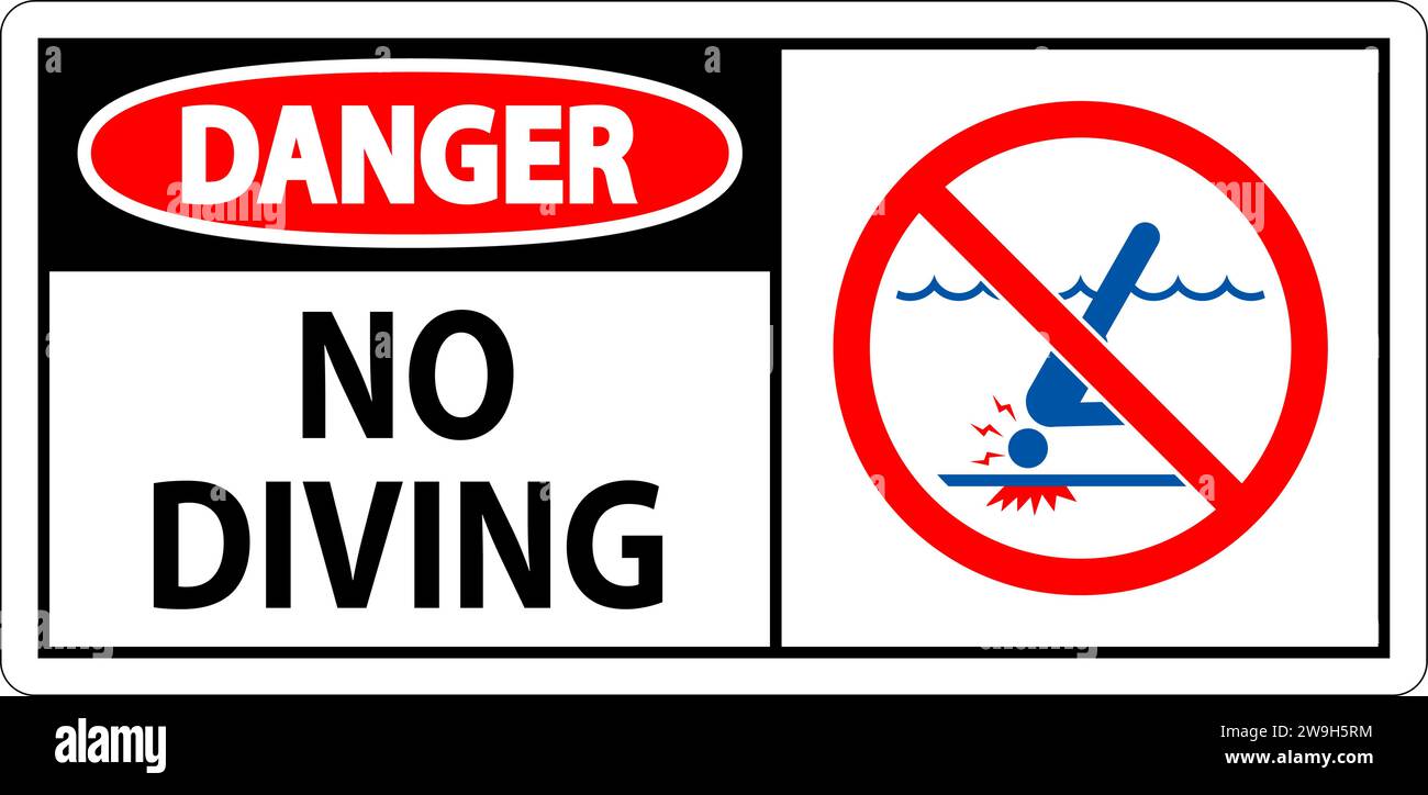 Pool Safety Sign Danger, No Diving Stock Vector Image & Art - Alamy