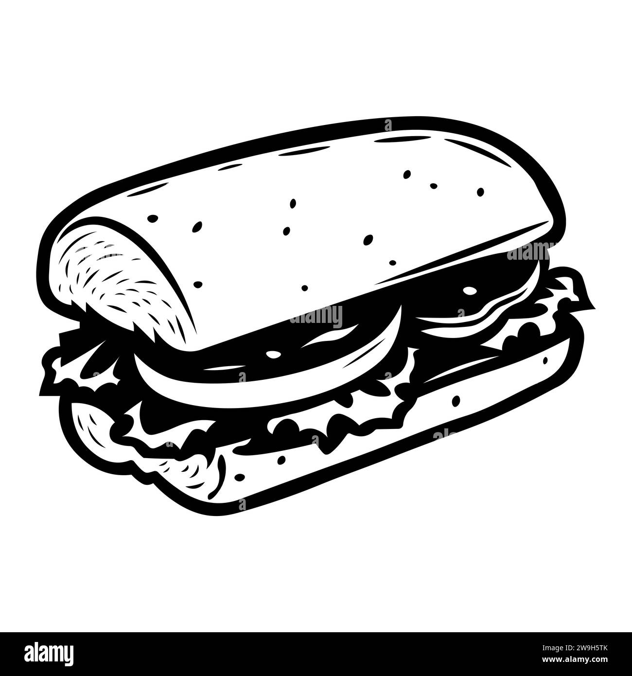 Sandwich black vector icon on white background Stock Vector Image & Art ...