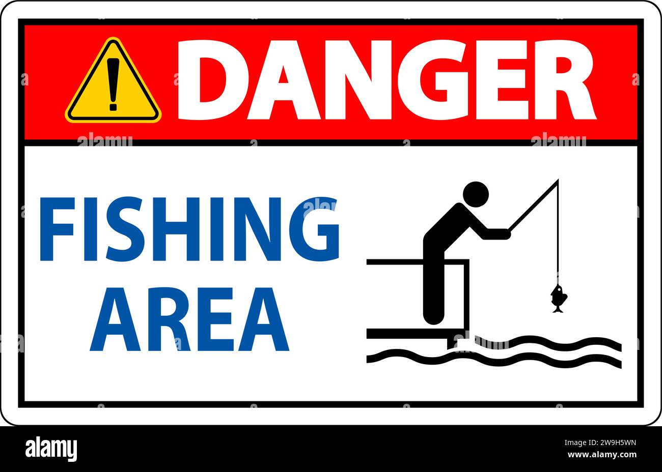 Water Safety Sign Danger - Fishing Area Stock Vector Image & Art - Alamy