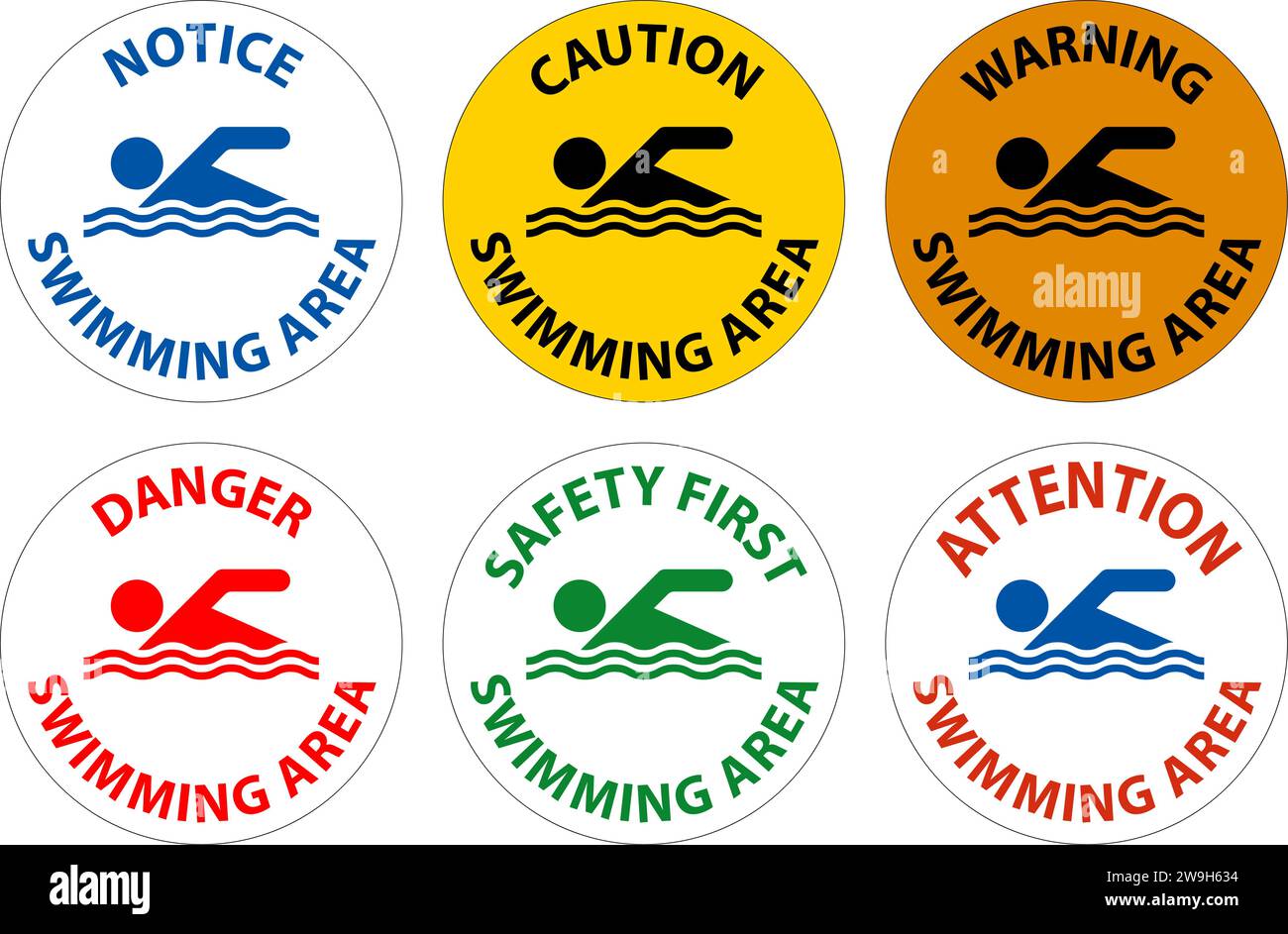 Water Safety Sign Notice -Swimming Area Stock Vector Image & Art - Alamy