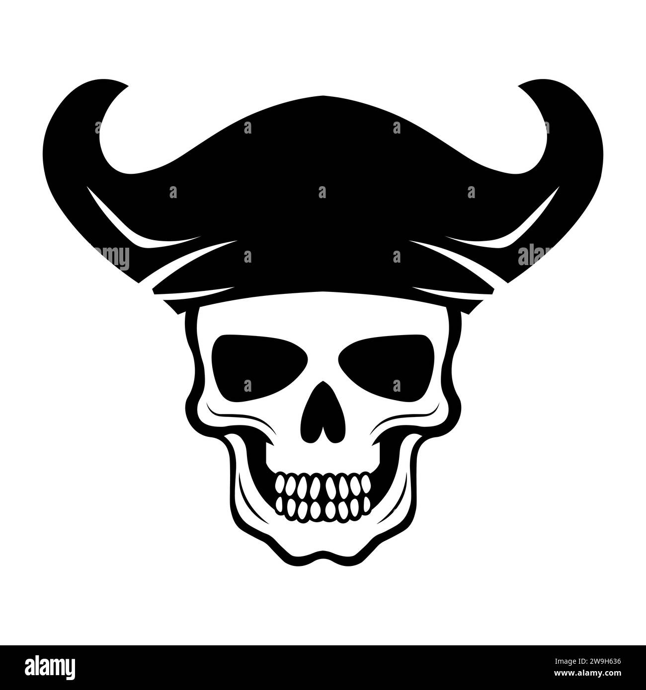 Skull pirate black vector icon on white background Stock Vector Image ...