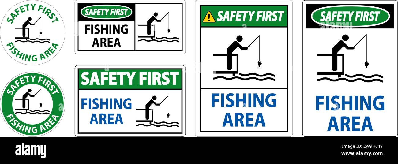 Water Safety First Sign - Fishing Area Stock Vector Image & Art - Alamy