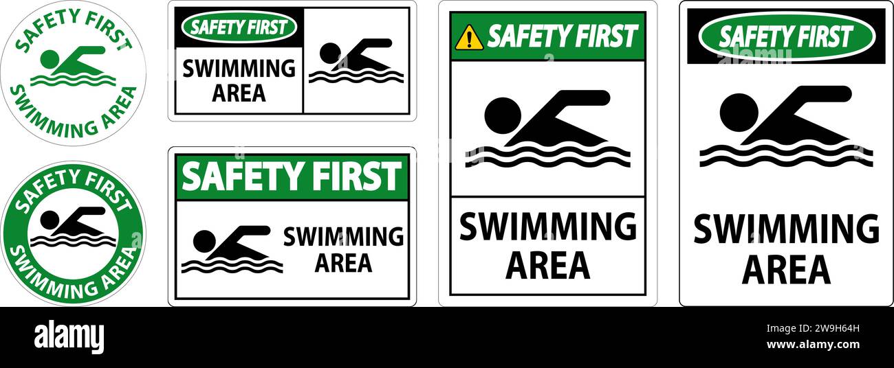 Water Safety First Sign - Swimming Area Stock Vector Image & Art - Alamy