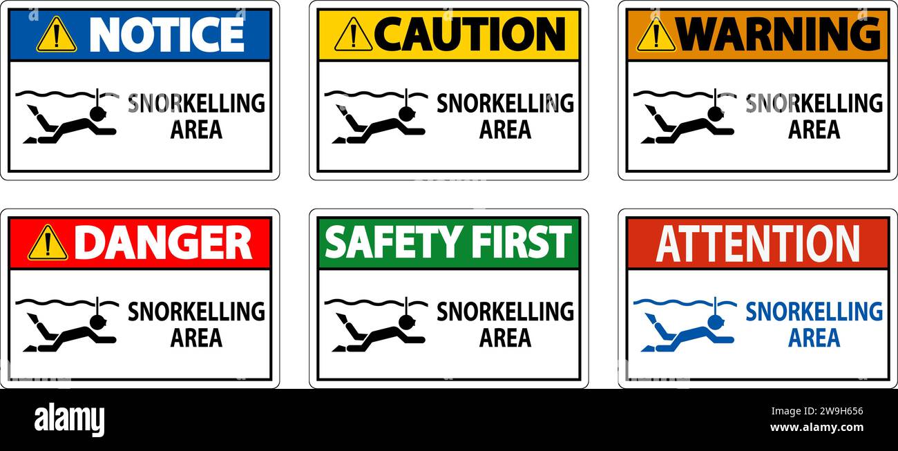 Water Safety Sign Notice -Snorkeling Area Stock Vector Image & Art - Alamy