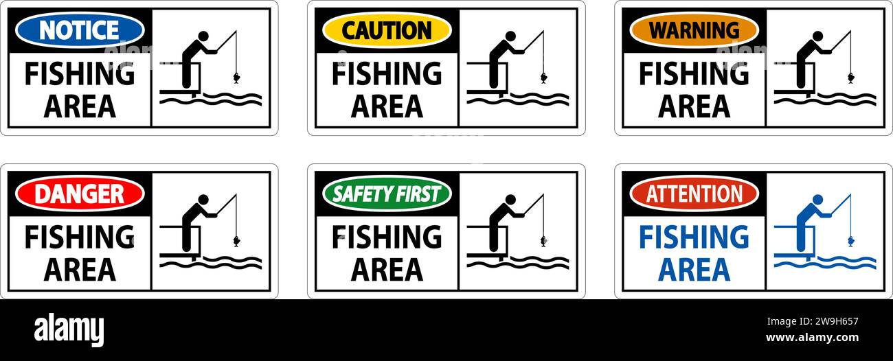 Water Safety Sign Notice -Fishing Area Stock Vector Image & Art - Alamy