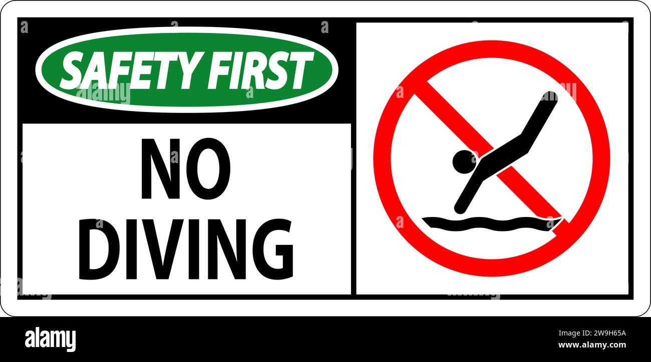 Swimming Pool Sign Safety First No Diving Stock Vector Image & Art - Alamy