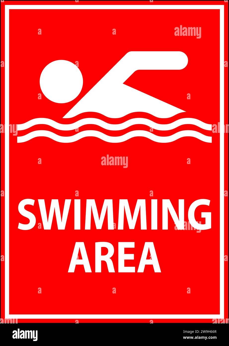 Water Safety Sign Notice -Swimming Area Stock Vector Image & Art - Alamy