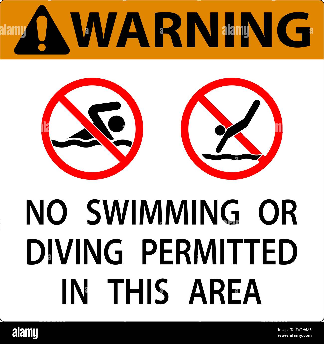 Pool Warning Sign No Swimming Or Diving Permitted In This Area Stock ...
