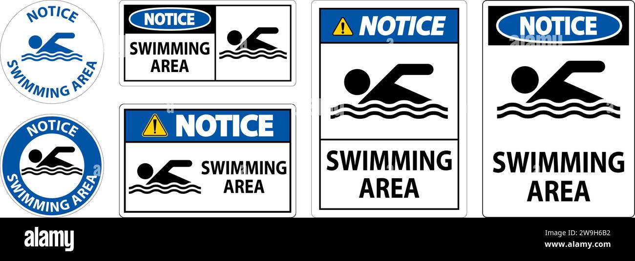 Water Safety Sign Notice - Swimming Area Stock Vector Image & Art - Alamy