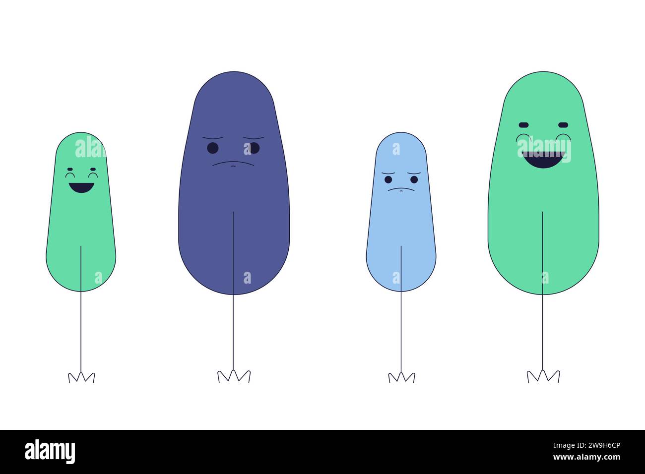 Trees changing seasons 2D linear cartoon characters set Stock Vector ...