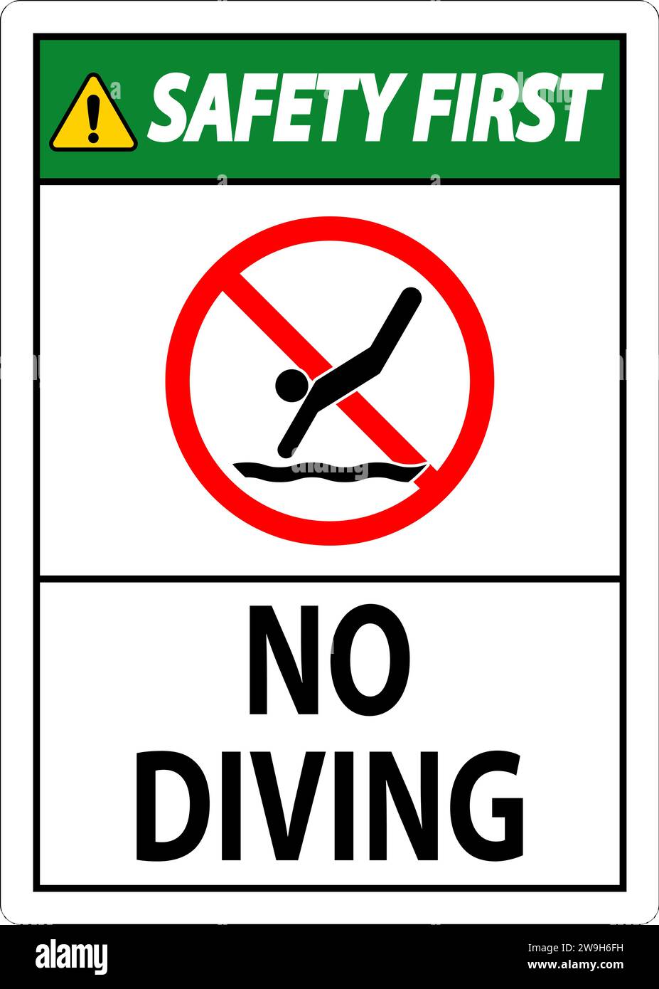 Swimming Pool Sign Safety First No Diving Stock Vector Image & Art - Alamy