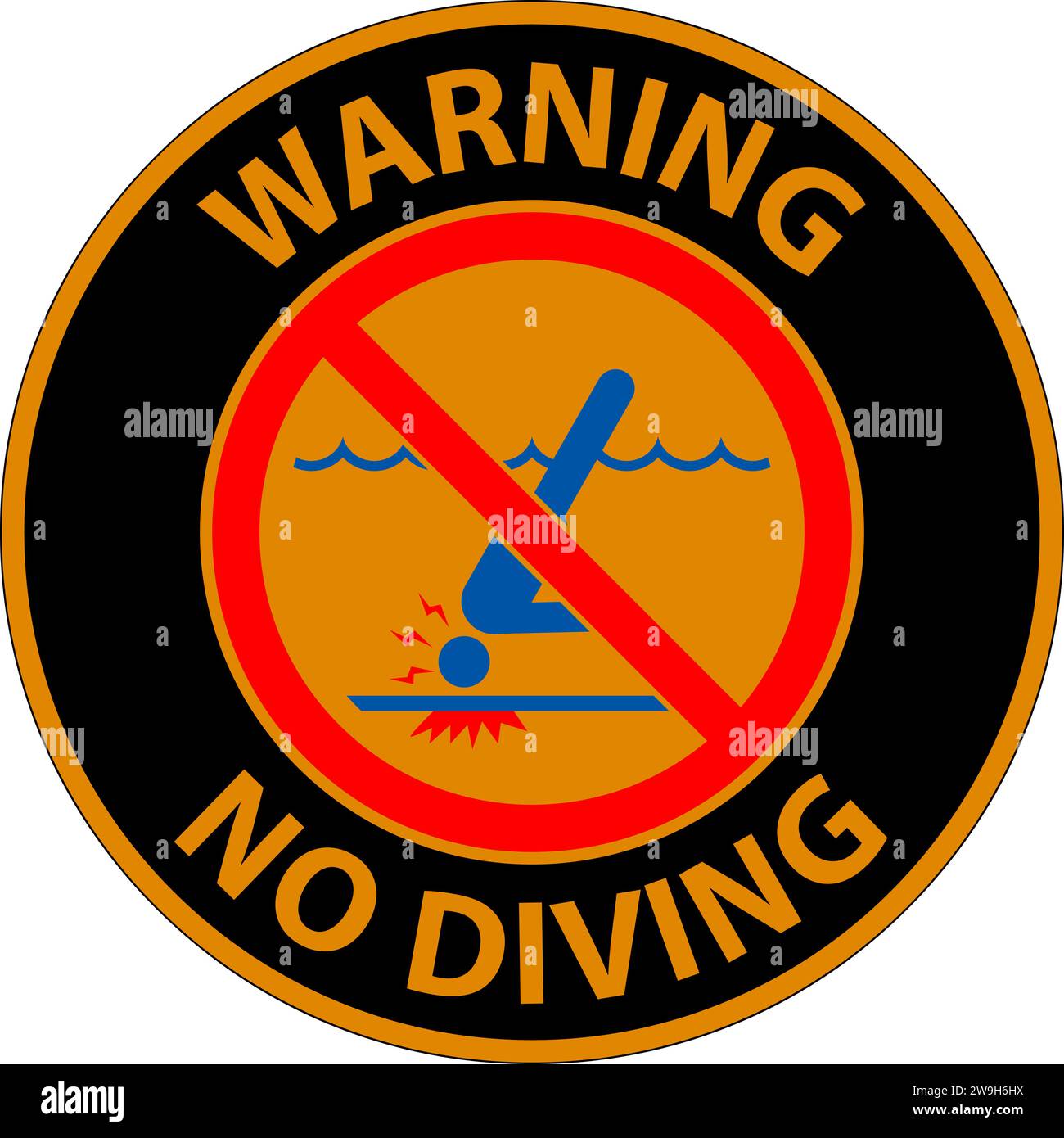 Pool Safety Sign Warning, No Diving Stock Vector Image & Art - Alamy