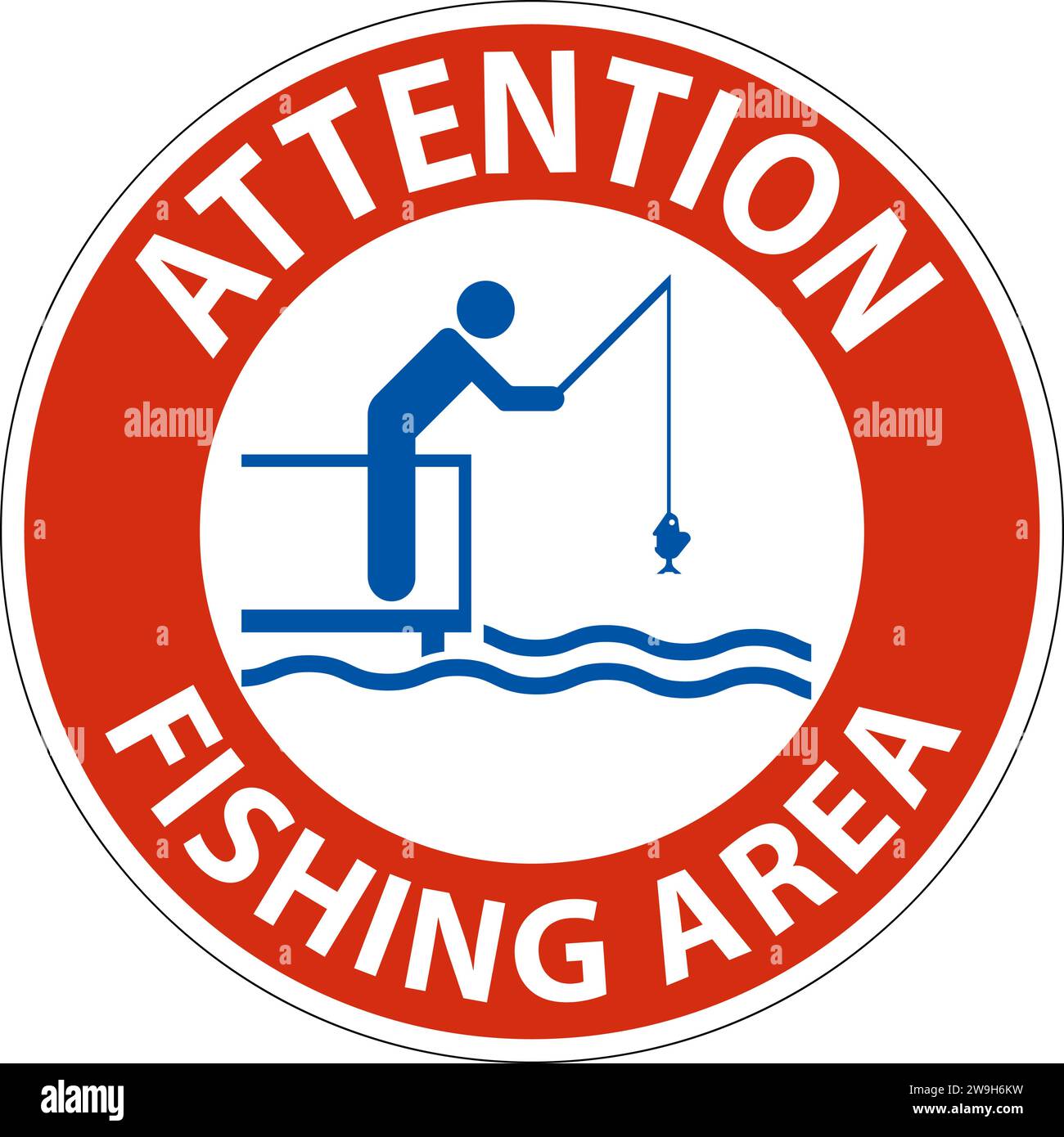 Water Safety Sign Attention - Fishing Area Stock Vector Image & Art - Alamy