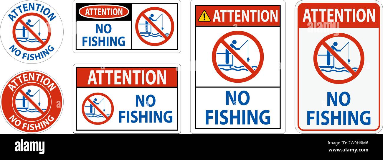Water Safety Sign Attention, No Fishing Stock Vector Image & Art - Alamy