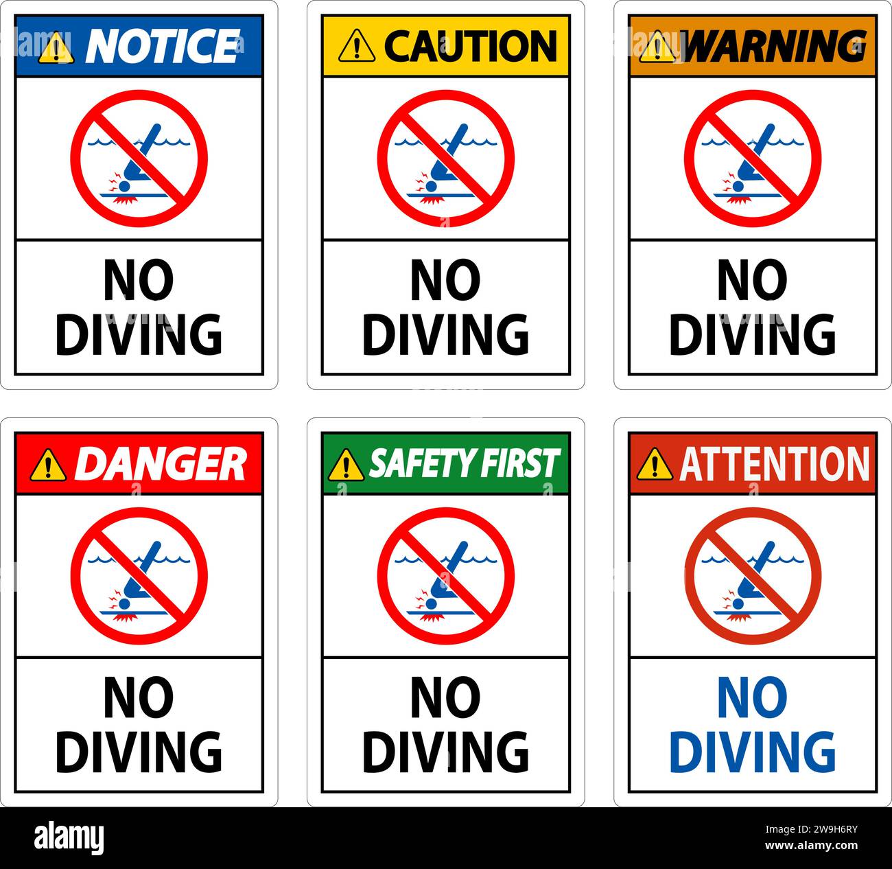 Pool Safety Sign Attention, No Diving Stock Vector Image & Art - Alamy