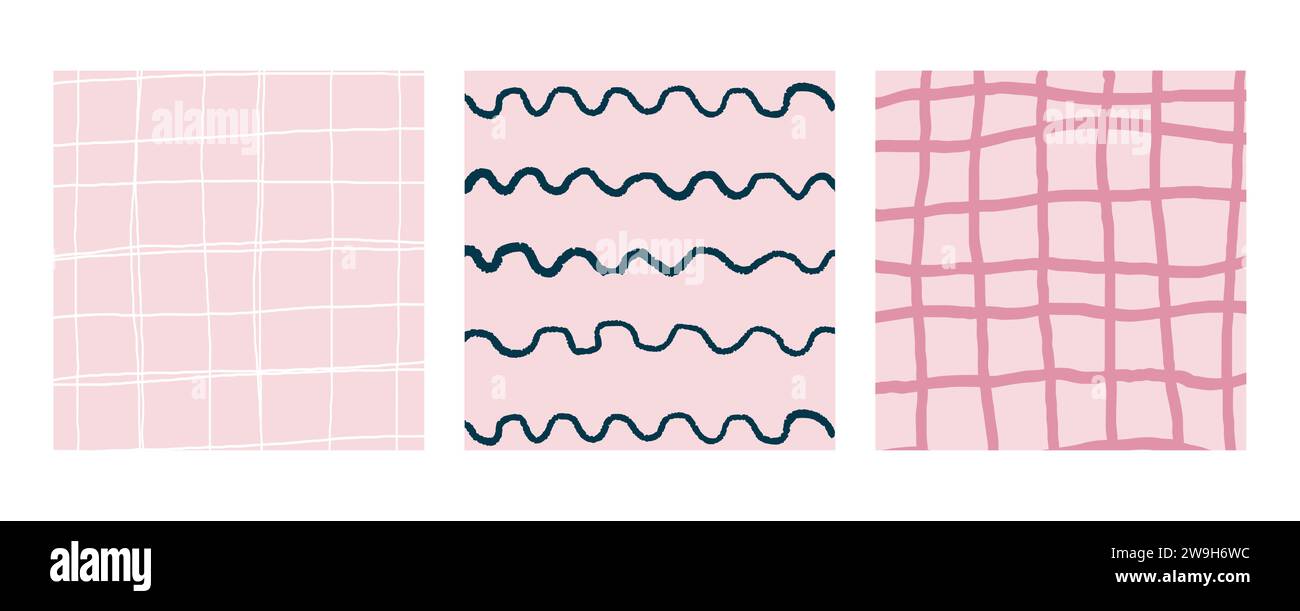 Simple Geometric Hand Drawn Irregular Patterns. Colored Doodle ...