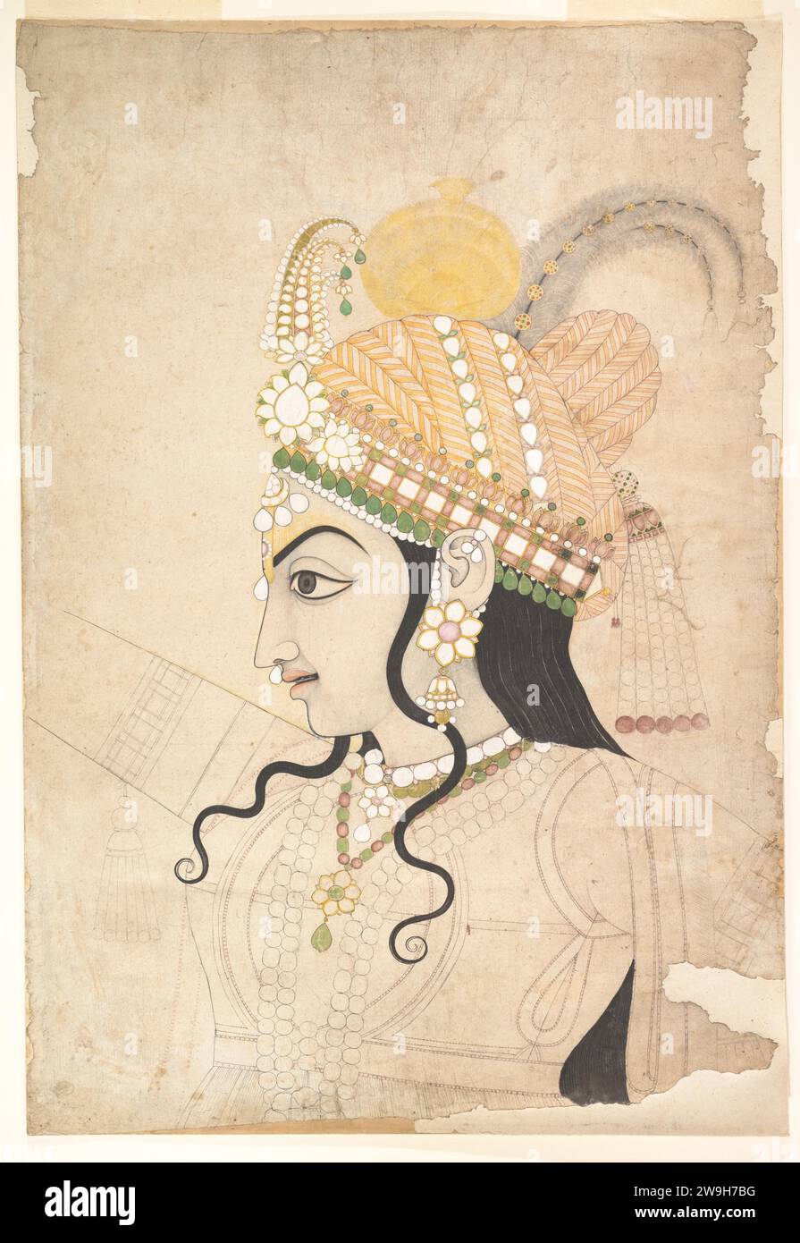 Head of Krishna: cartoon for a mural of the Raslila 1918 by Sahib Ram ...
