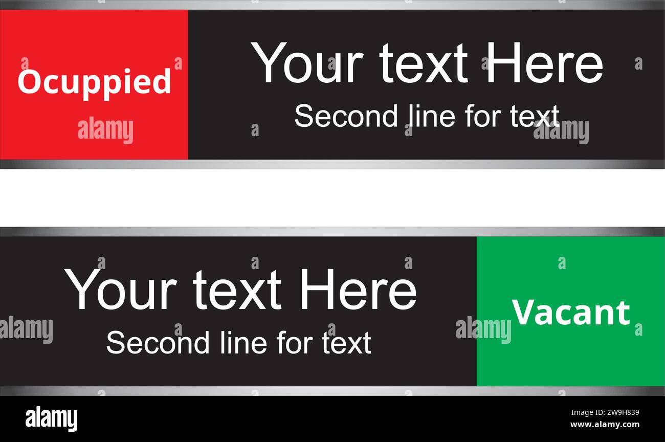 Red and green vacant or occupied slider sign on white background Stock ...