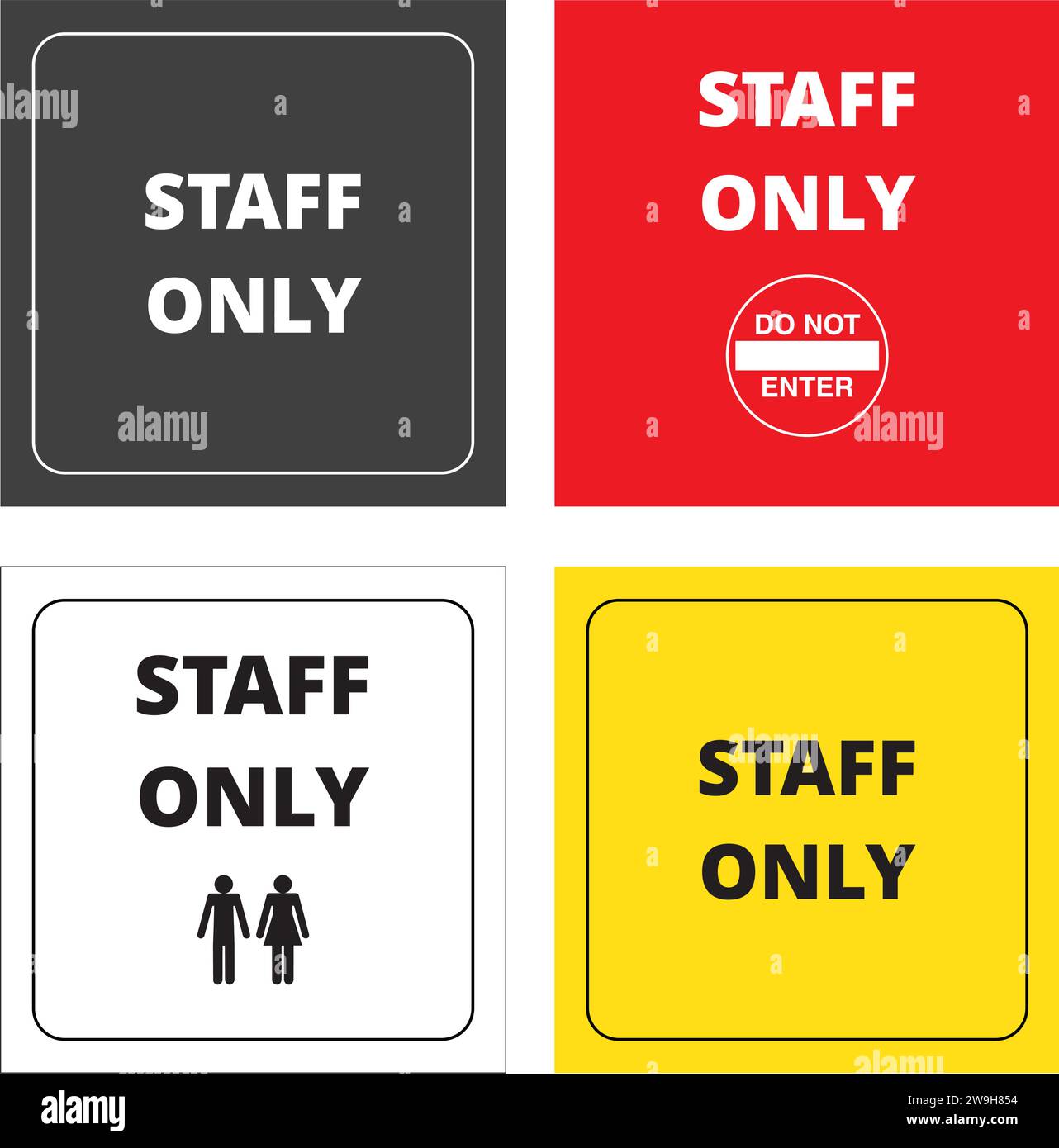 Colored staff only banners on a white background Stock Vector Image ...